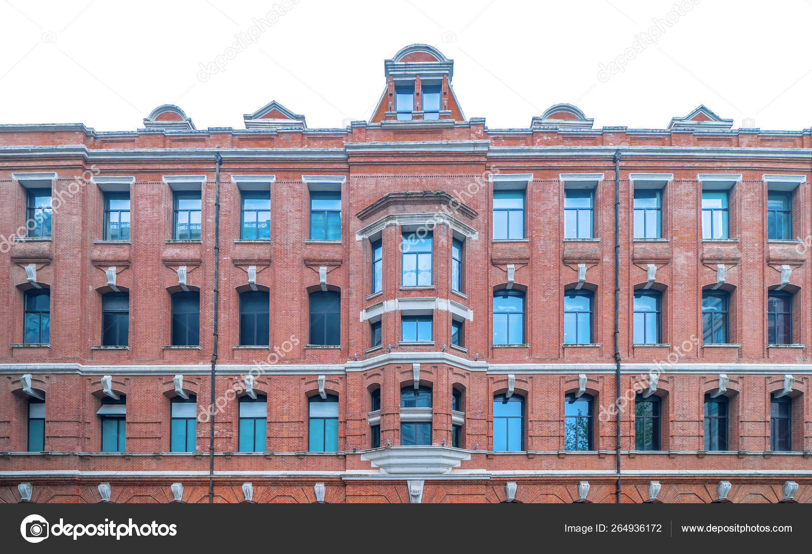 Windows patterns of European architecture building isolated on w ...