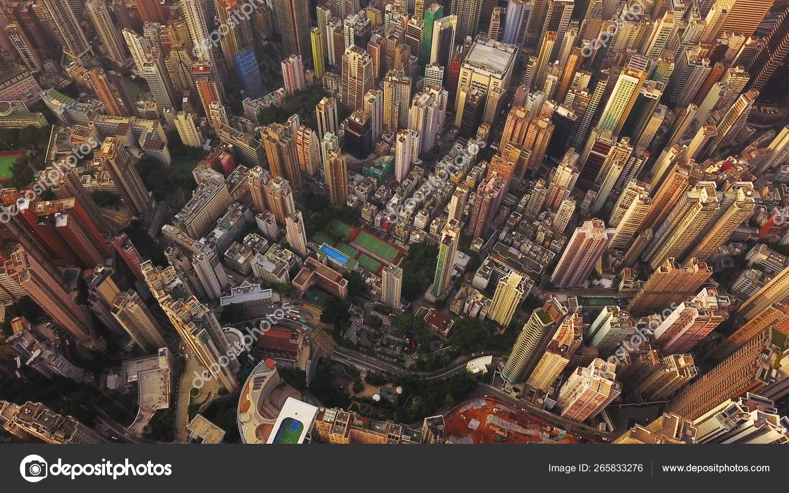 Aerial view of Hong Kong Downtown, Republic of China. Financial — Stock ...