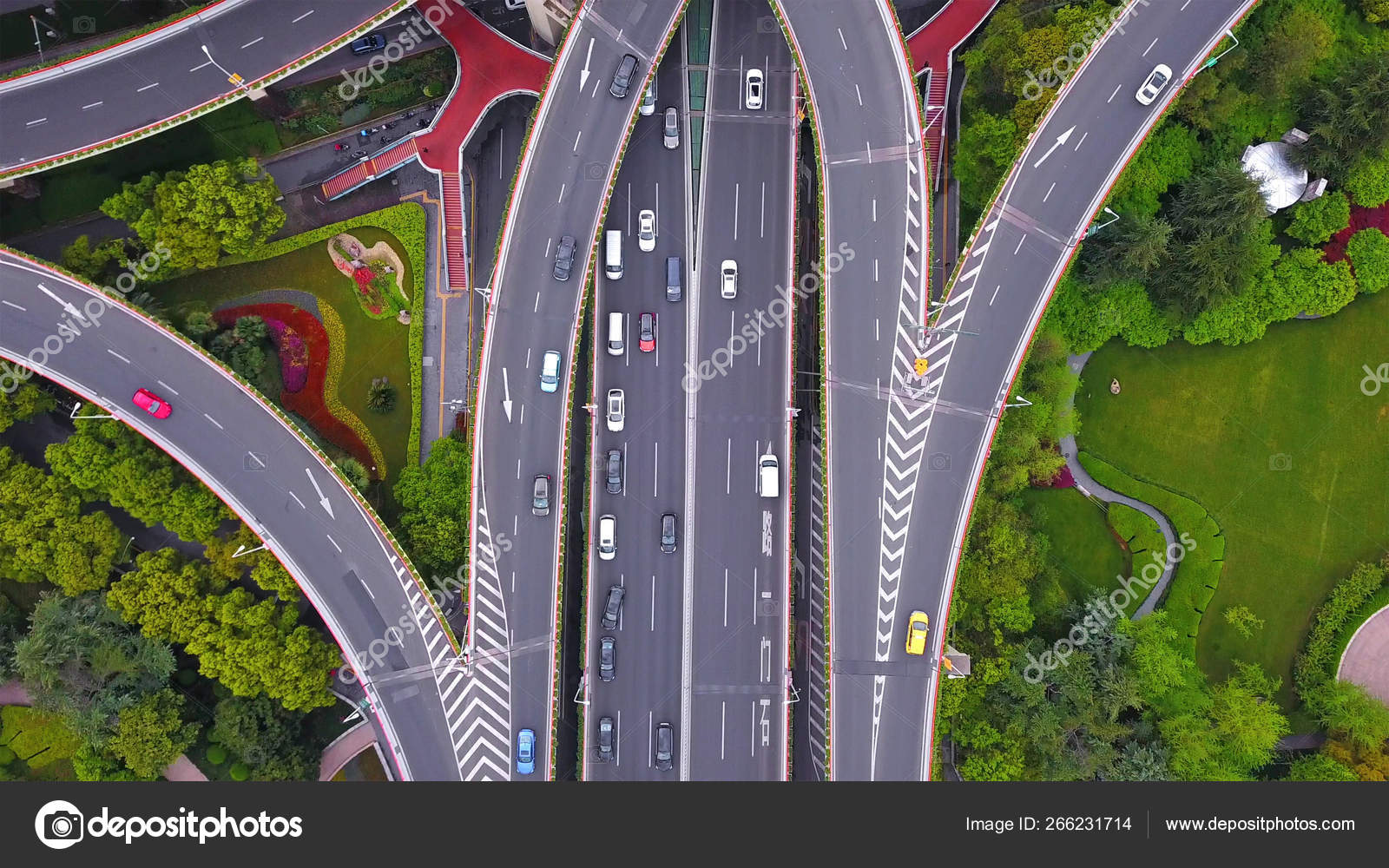 Aerial view of highway junctions shape letter x cross. Bridges, — Stock ...