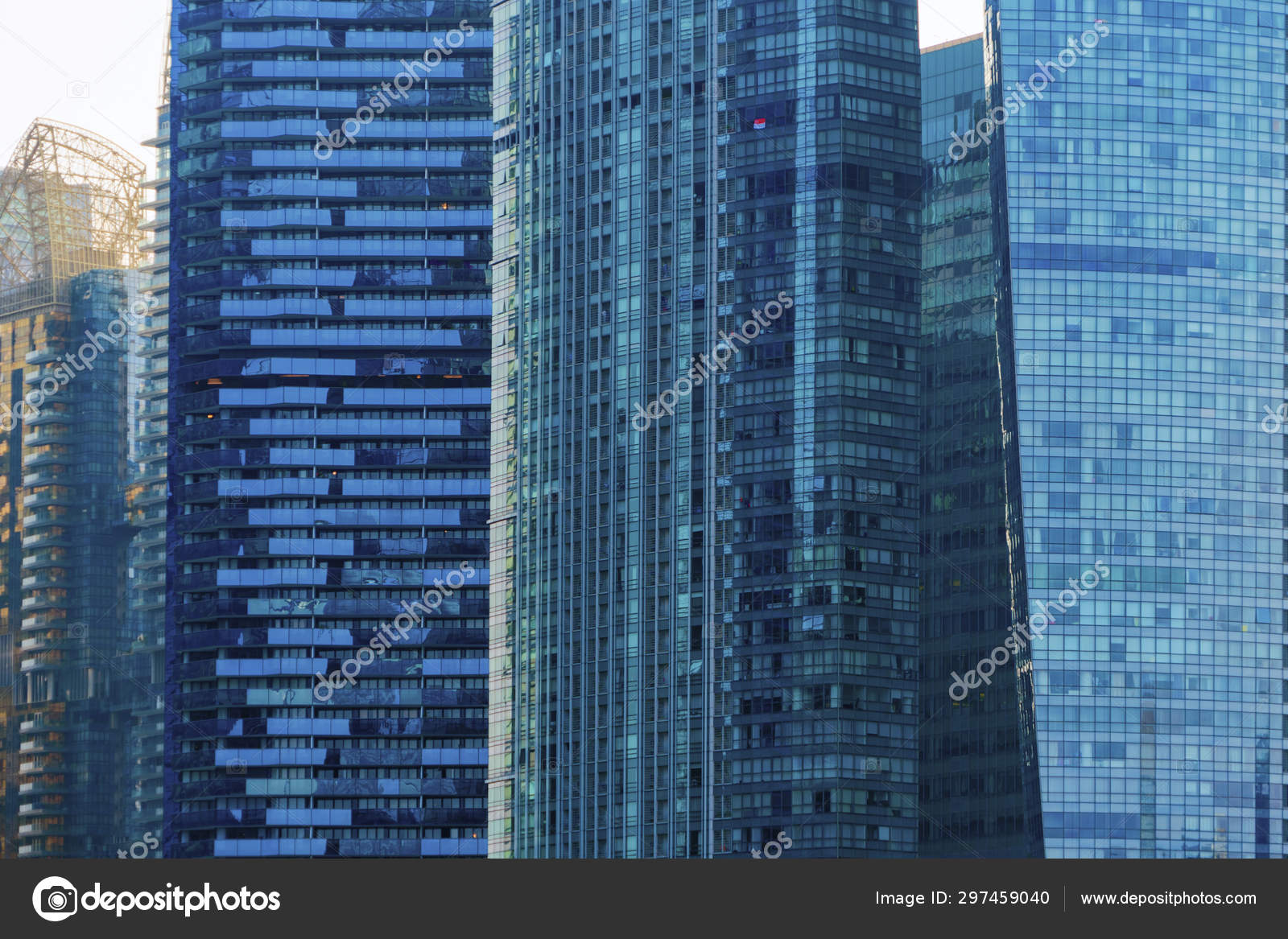 Office buildings windows. Blue glass architecture facade design Stock ...