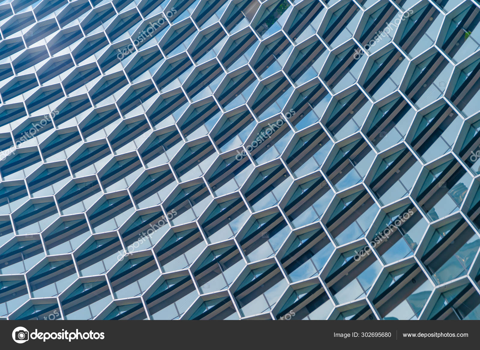 Office buildings. Structure of hexagon windows in futuristic tec Stock ...