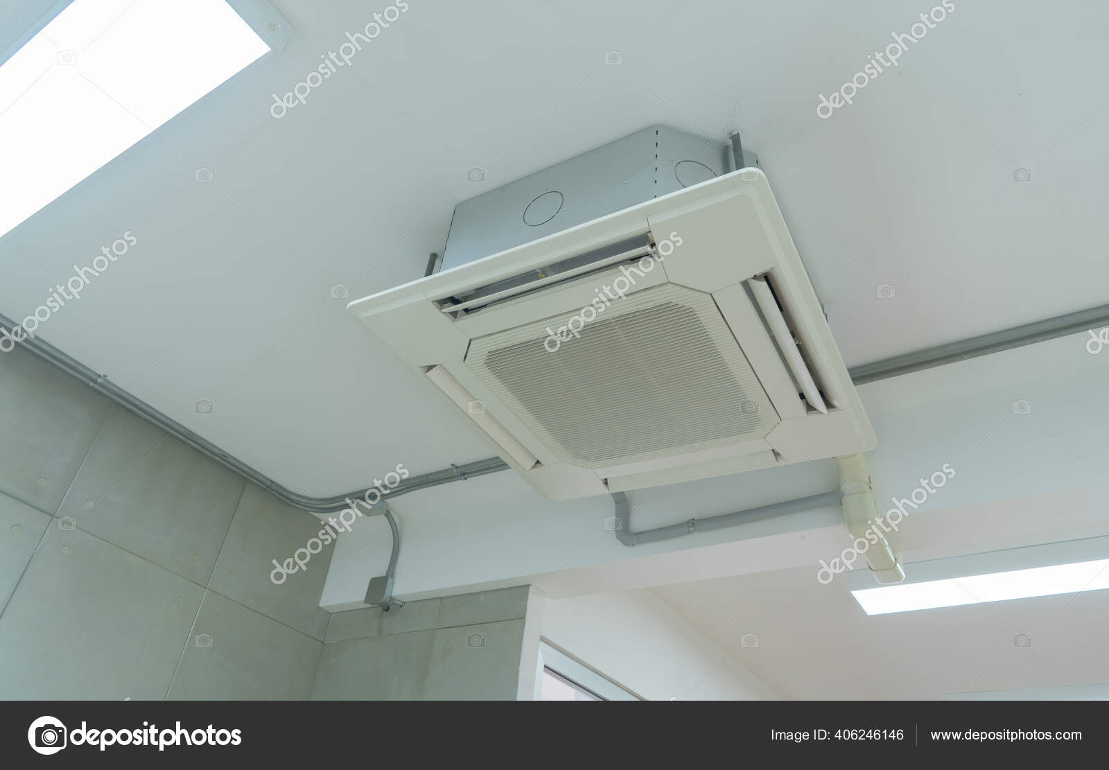 Modern White Ceiling Mounted Cassette Type Air Conditioner Office ...