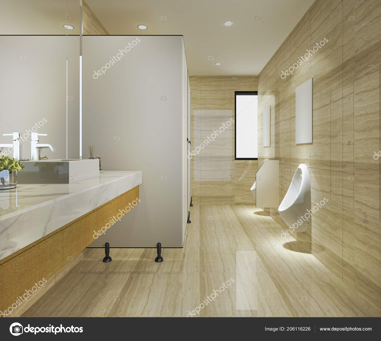 Rendering Wood Modern Tile Public Toilet Stock Photo by ©dit26978 206116226