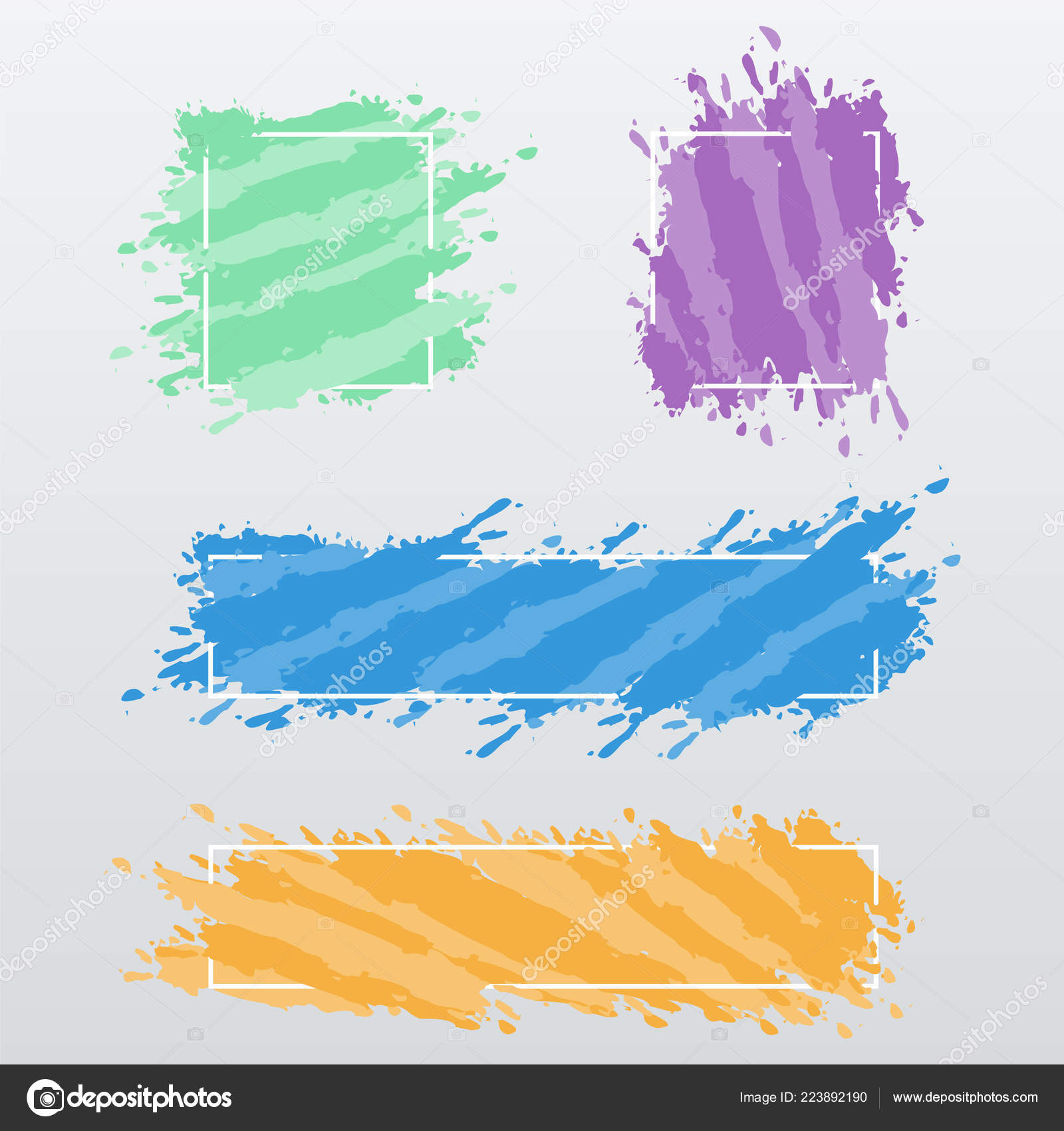 Modern Banners Frames Color Brush Strokes Vector Set Blank Textured ...