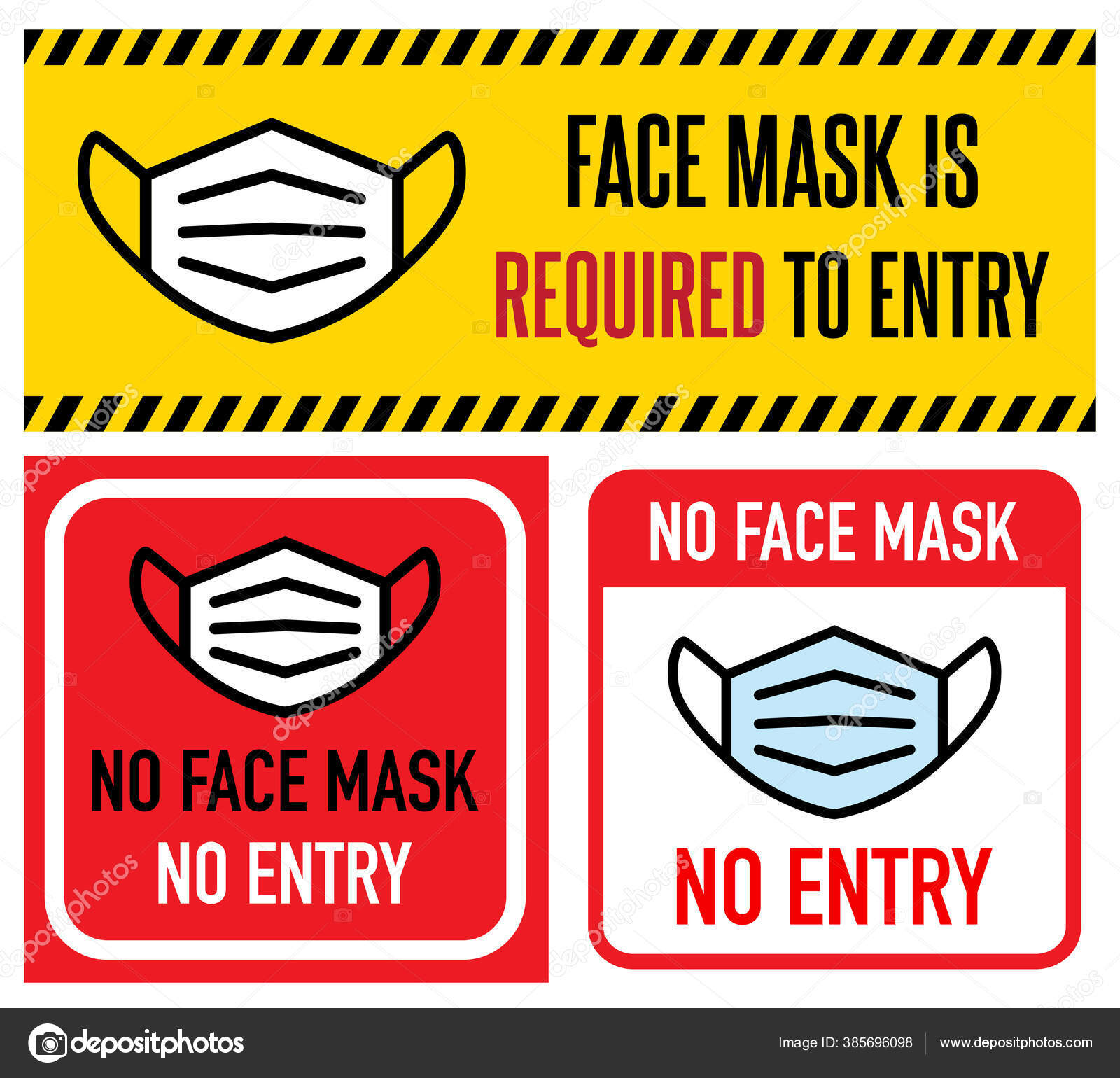 Face Mask Entry Sign Information Warning Sign Quarantine Measures ...