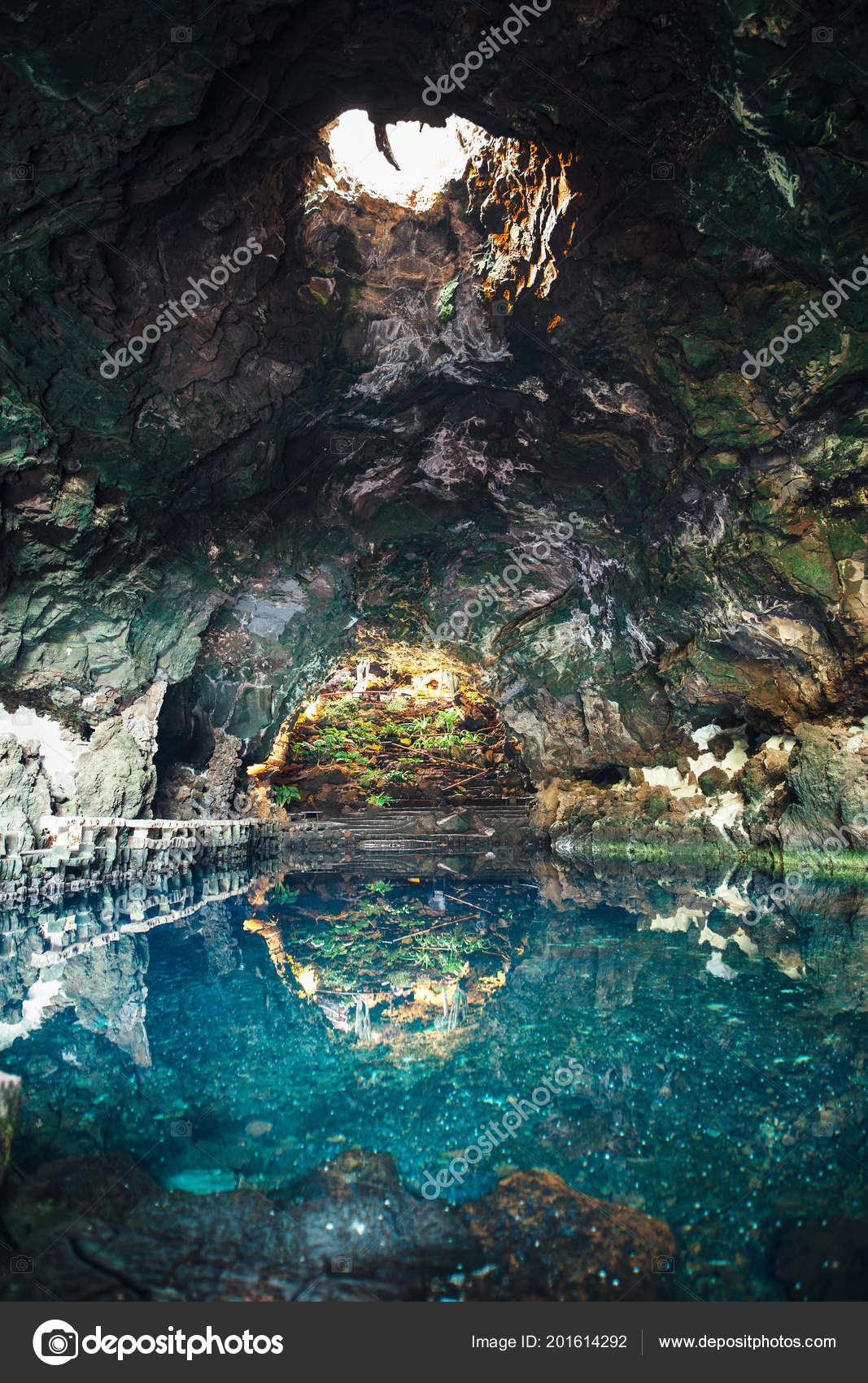 Amazing Salt Lake Jameos Del Agua Cave Lanzarote Canary Islands Stock ...