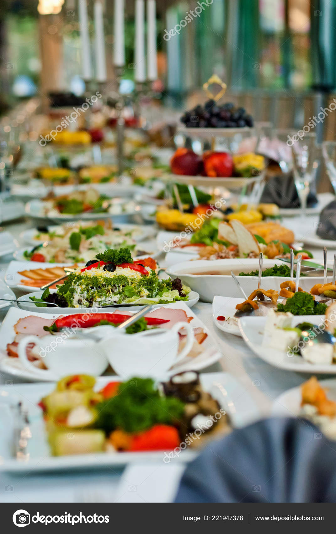 Delicious Dishes Table Restaurant Serving Table — Stock Photo ...