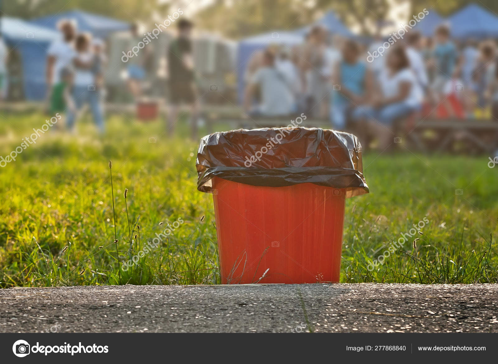 Red Litter Green Grass Garbage Nature Concert — Stock Photo ...