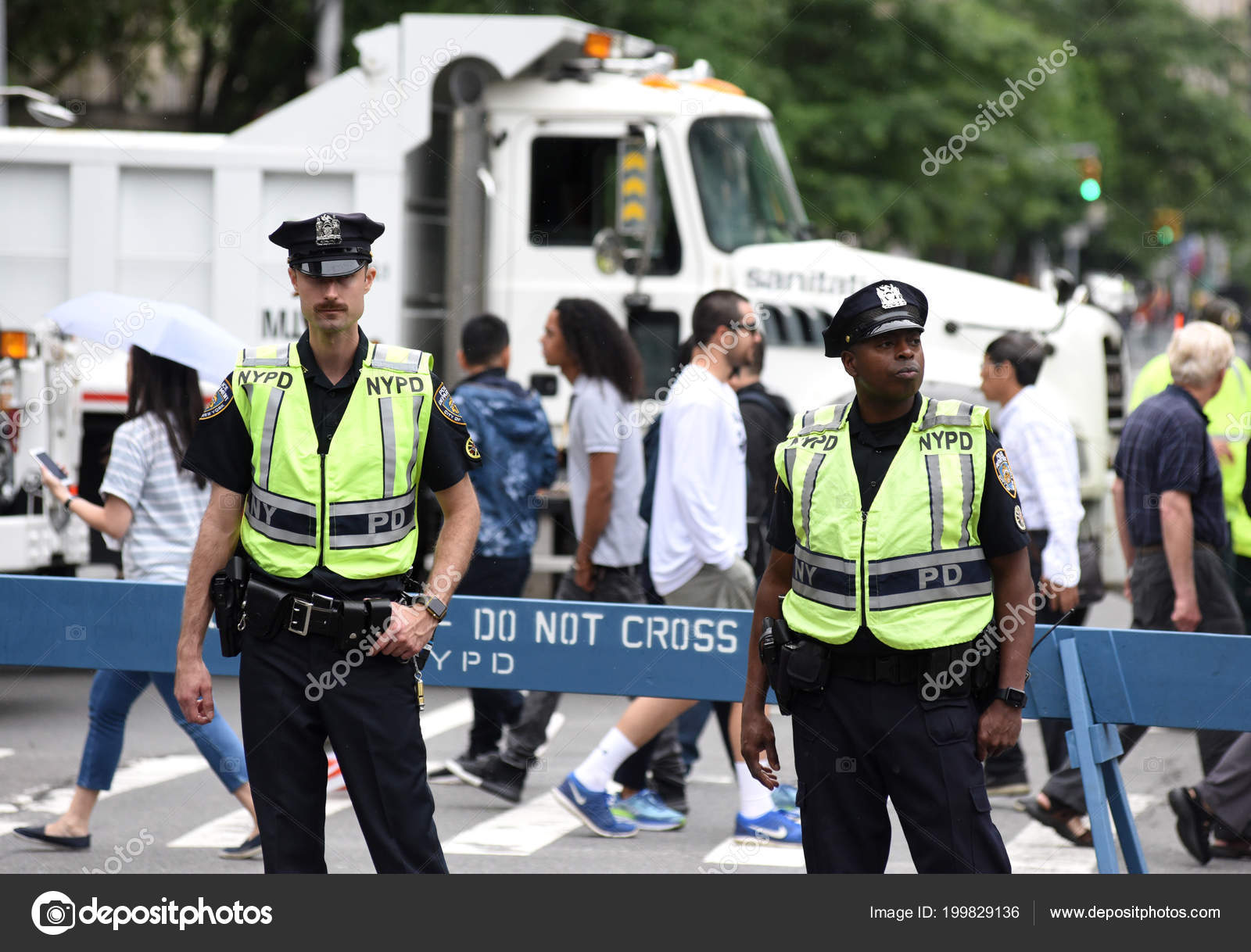 Police Officers Performing His Duties On The Streets Of Manhattan New