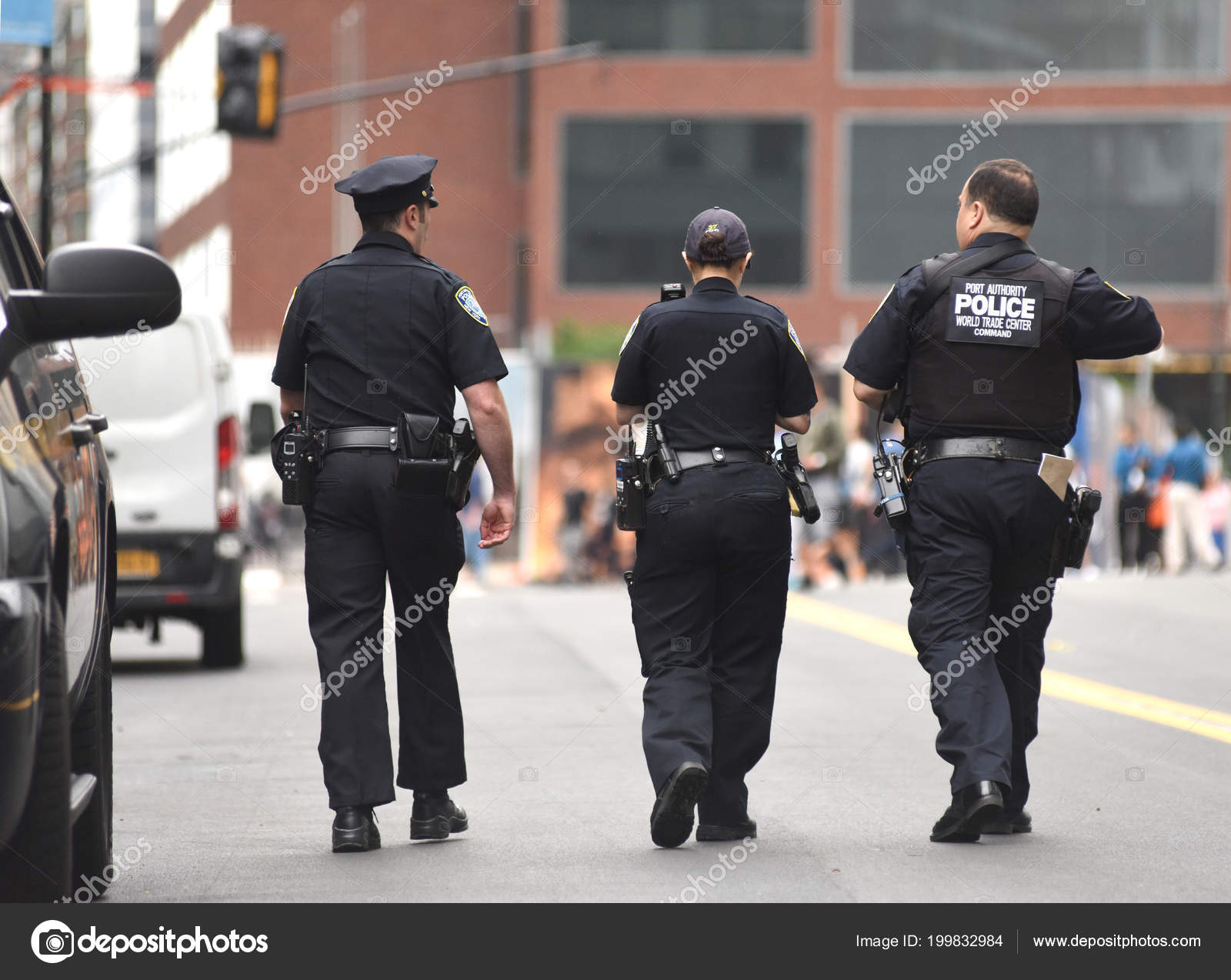 Police Officers Performing His Duties On The Streets Of Manhattan New
