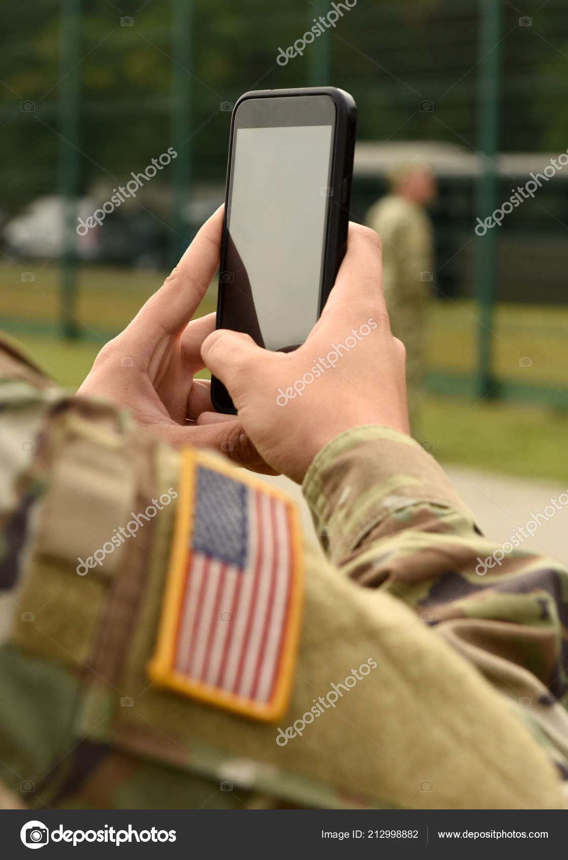 Soldier Use Smartphone — Stock Photo © Bumble-Dee #212998882