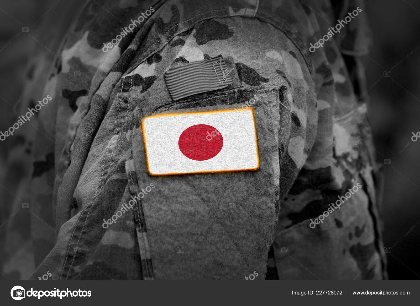 Japan Flag Soldiers Arm Collage — Stock Photo © Bumble-Dee #227728072