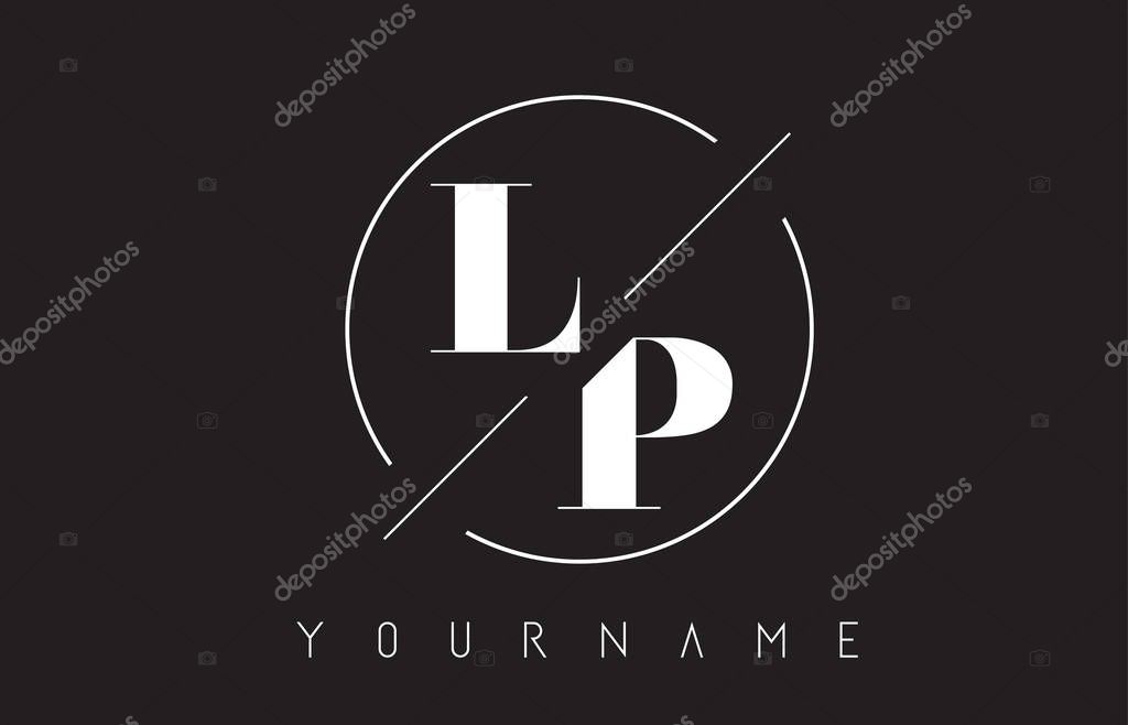 Logotipo de letra LP con diseño cortado e intersecado e ilustración vectorial de marco redondo 2022