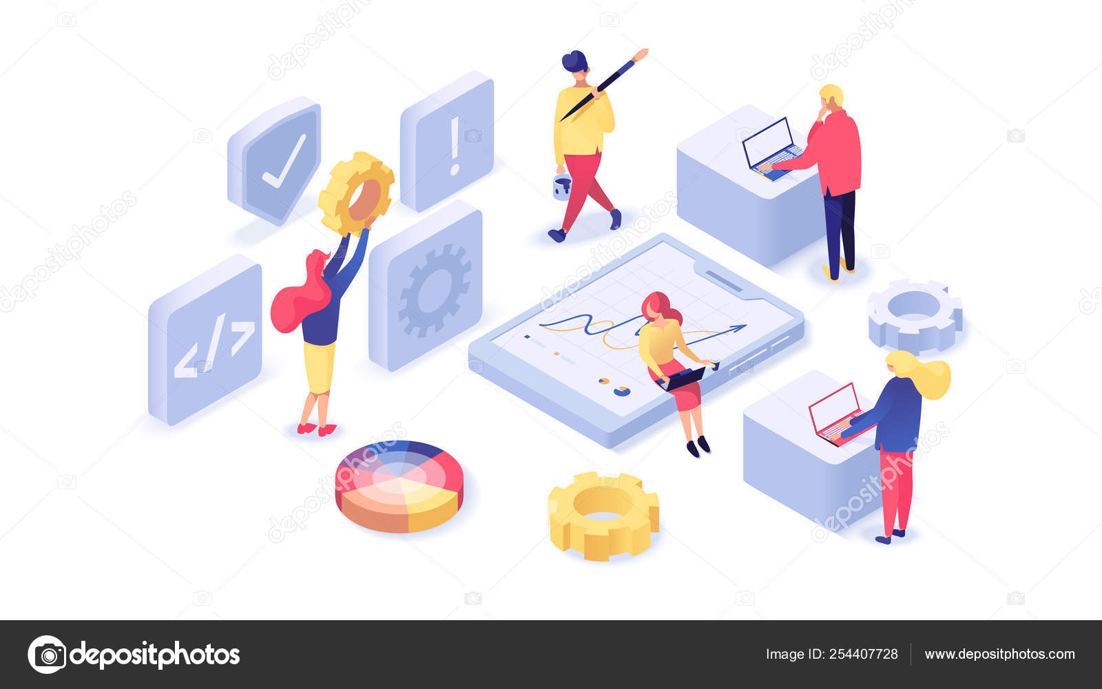 Web design and development isometric illustration Stock Vector Image by ...