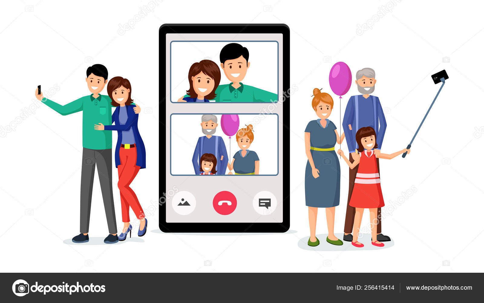 Família vídeo conferência vetor ilustração Vetor de stock de ©plahotya ...