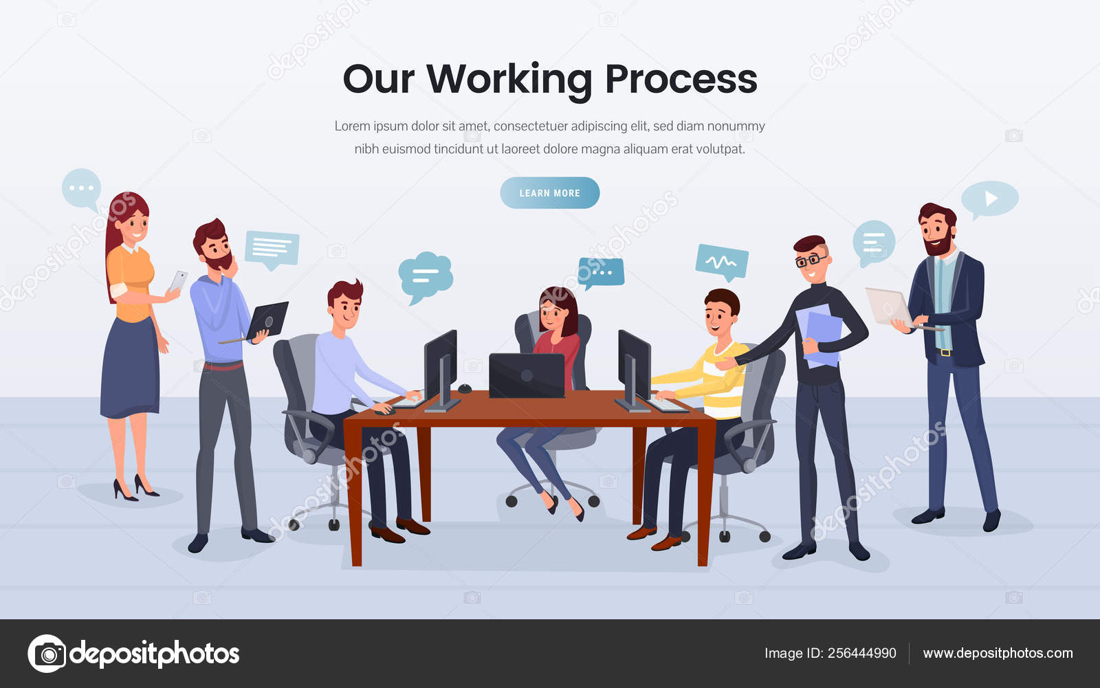 Business team working process landing page Stock Vector Image by ...