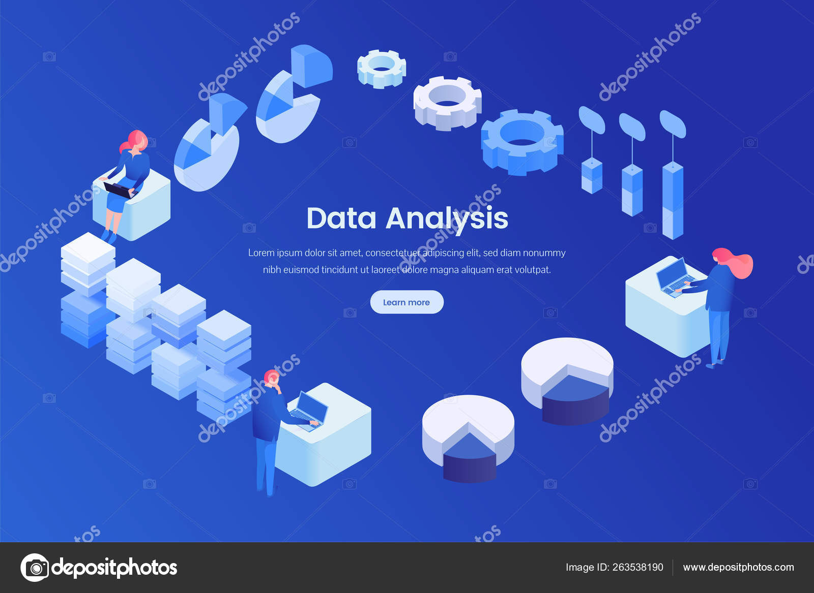 Data analysis landing page isometric template Stock Vector Image by ©plahotya #263538190