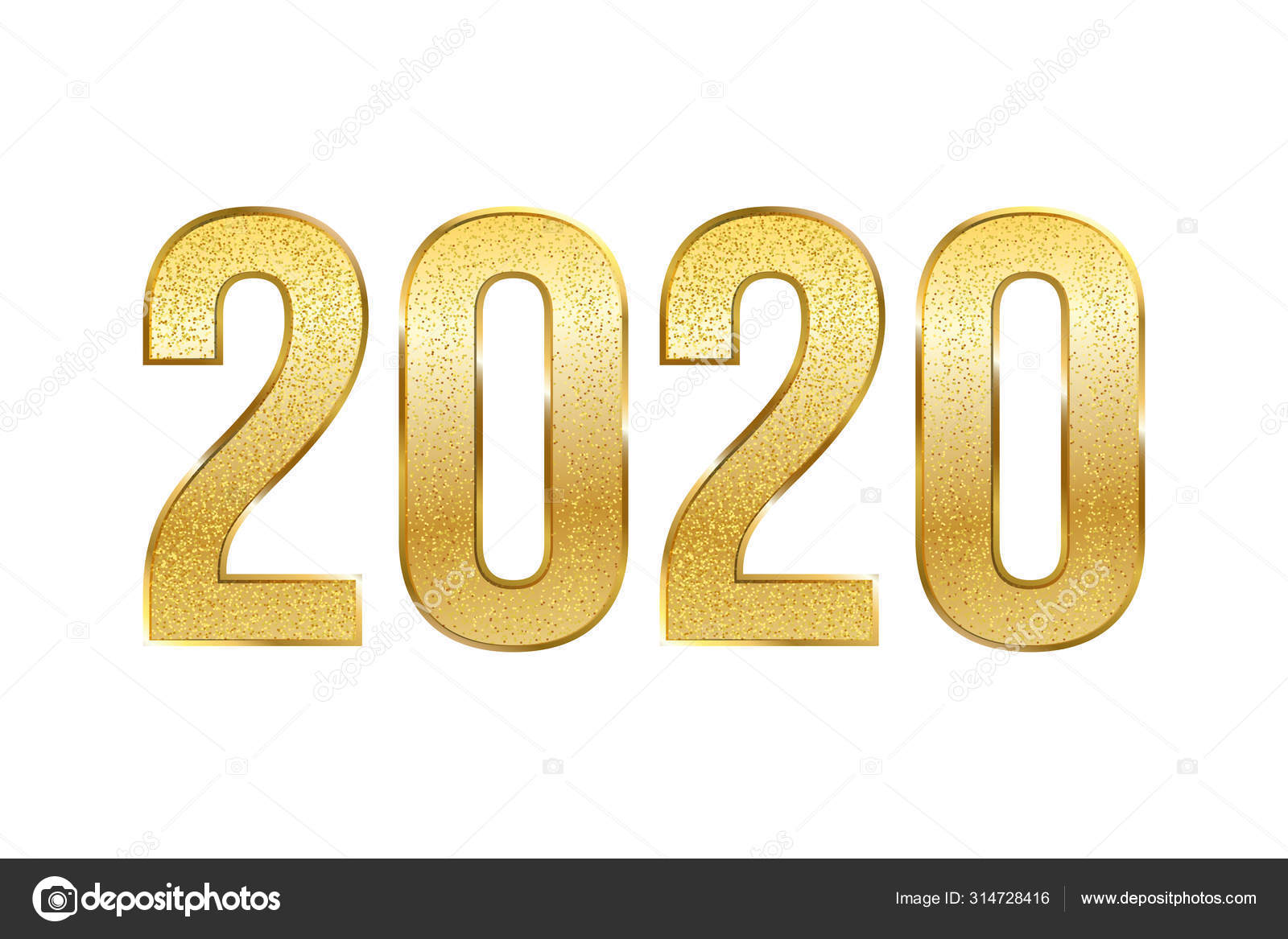 Golden 2020 number realistic vector illustration. Elegant new year ...