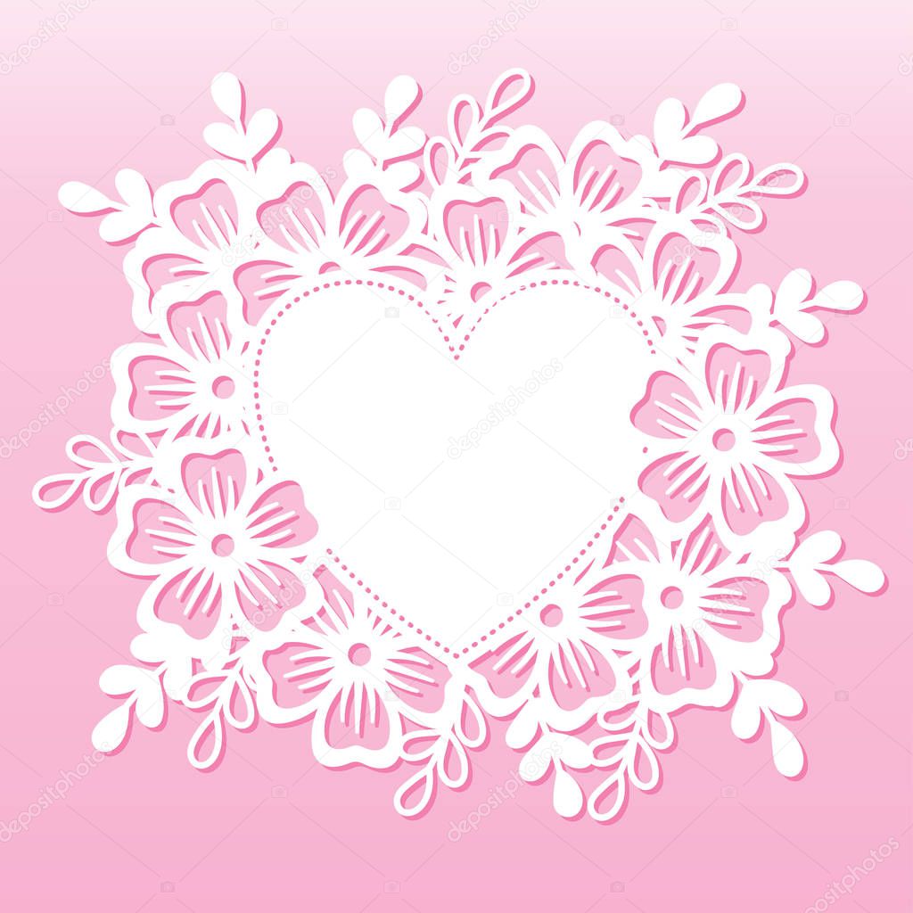 Coraz n calado con flores. Plantilla de corte l ser. 2024