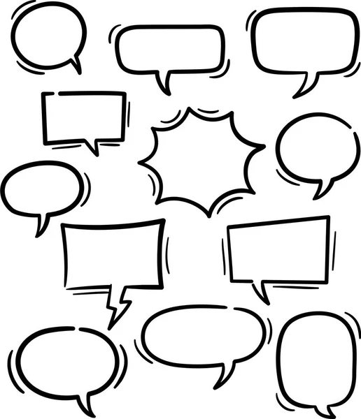 Balon teks kartun, gelembung bicara vektor corat-coret diatur. Kata ...