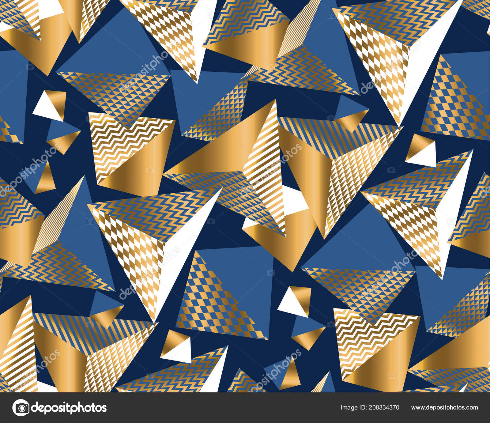 Gold and blue geometric shapes in dynamic chaos. Stock Vector Image by ...