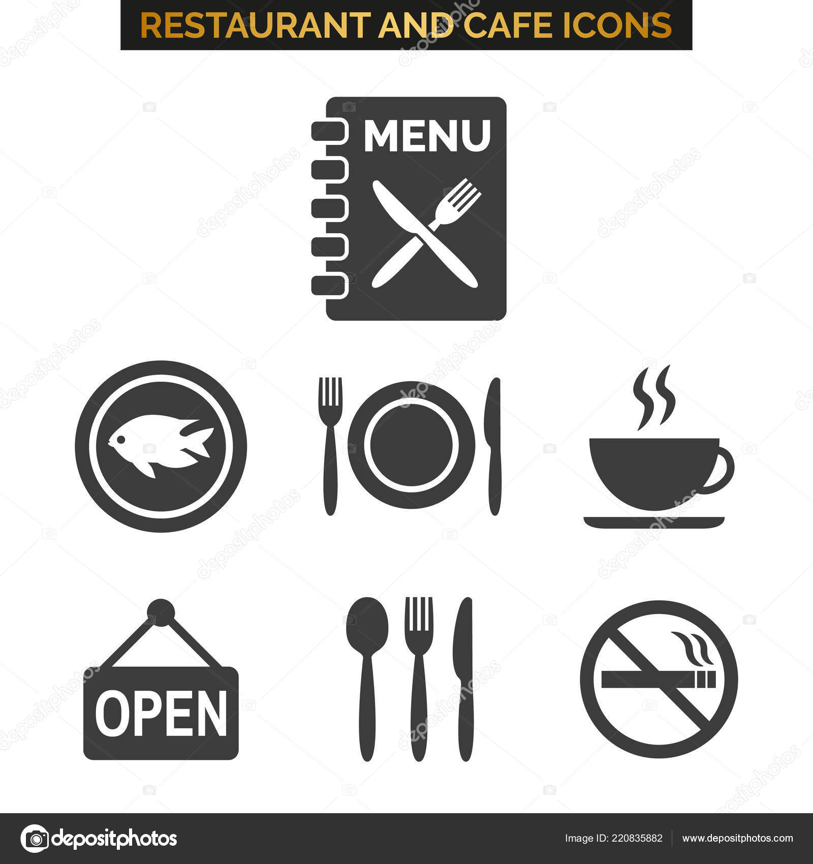 Iconos Restaurante Sobre Fondo Blanco Ilustración Vectorial Vector de ...