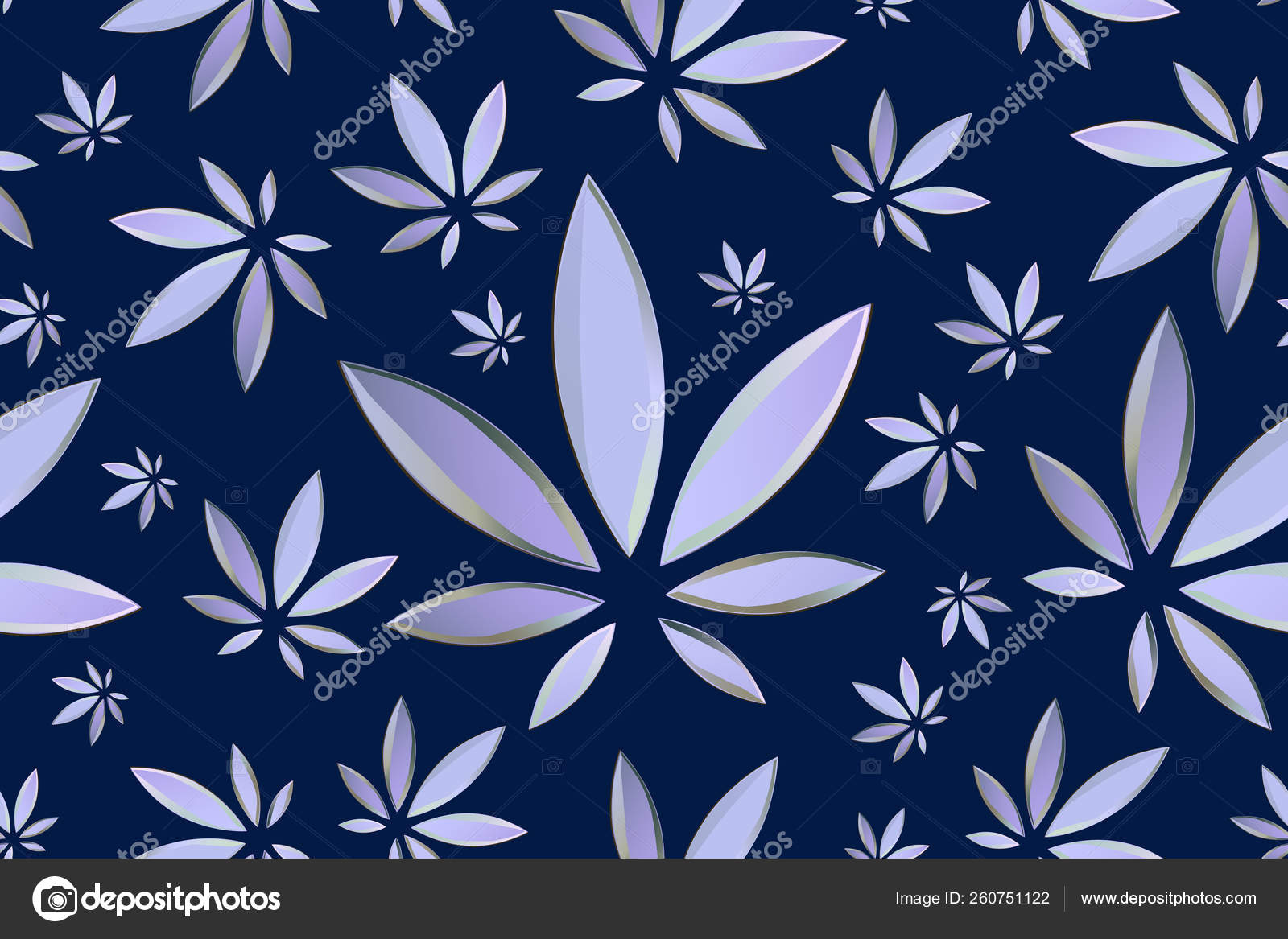 Marijuana leaves seamless vector pattern. Cannabis plant blue ...