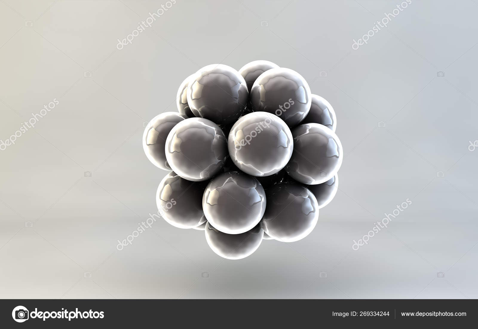 Abstract 3d molecule or atom. Realistic Spheres Background Close Up ...