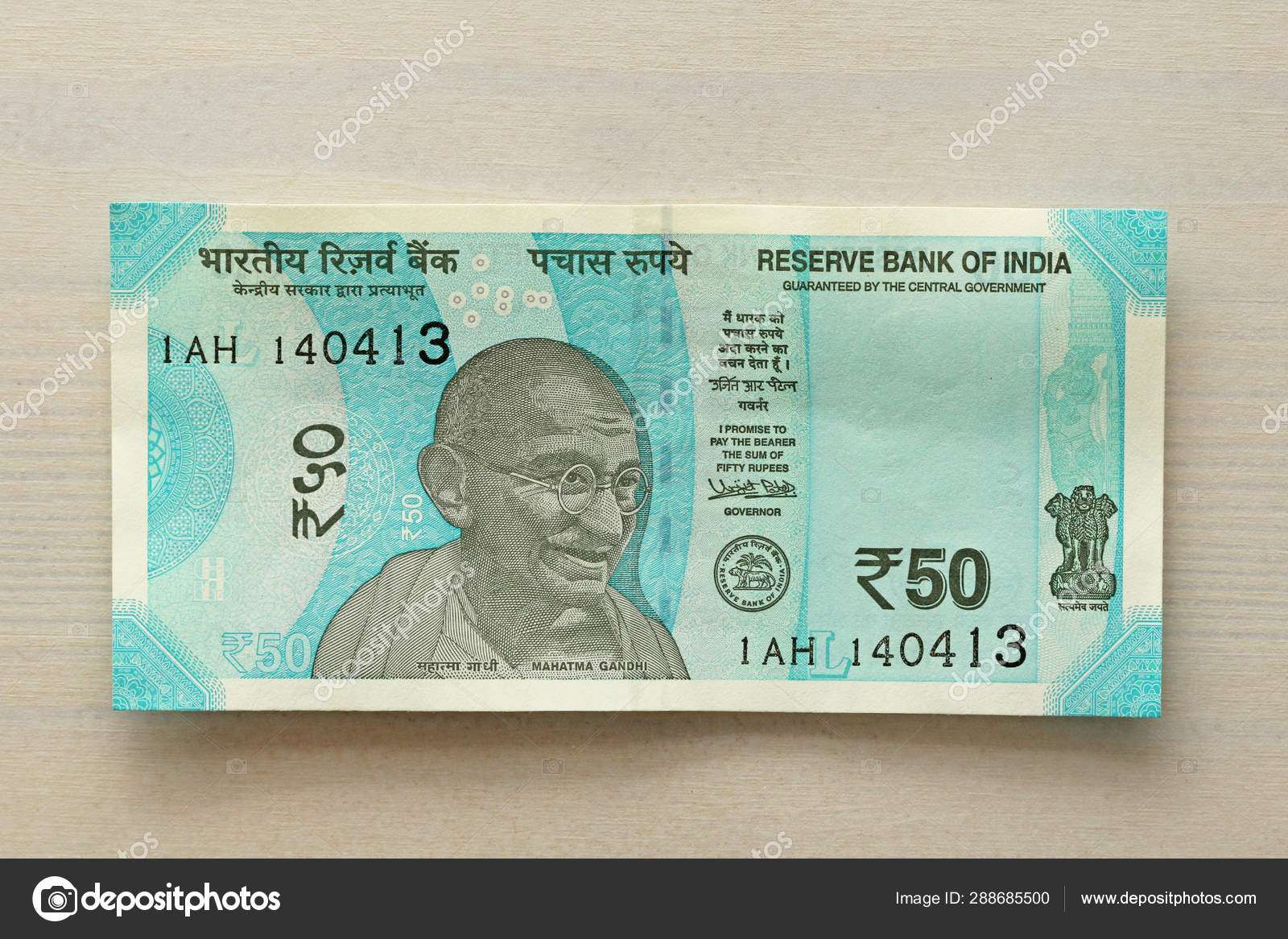 A new banknote of India with a denomination of 50 rupees. Indian ...