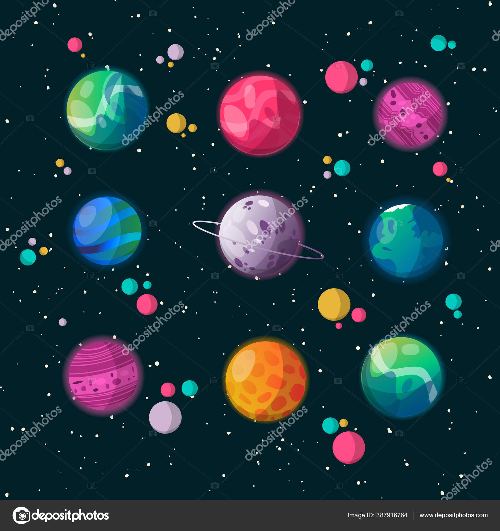 Cartoon Style Colorful Planets Set Stock Vector Image by ©nesenili ...