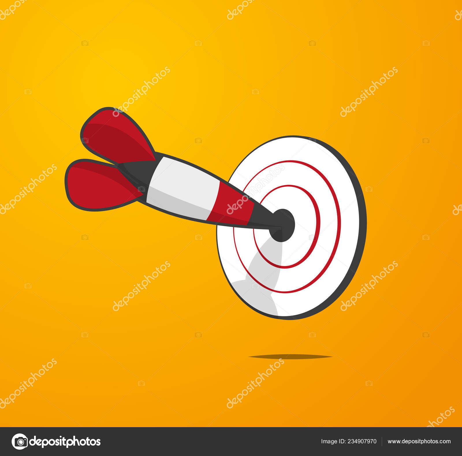 Cartoon Stil Dart Traf Die Mitte Der Dartscheibe Illustration Vektor ...