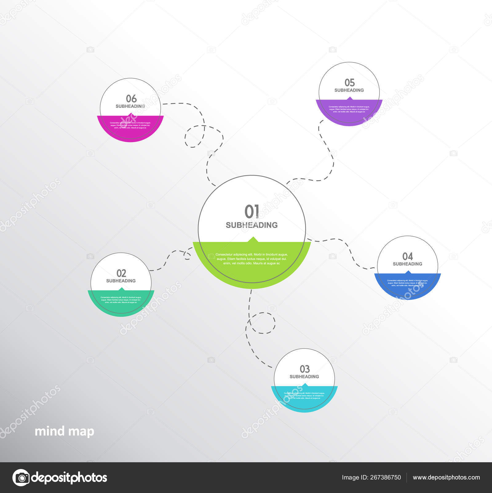 Mind map illustration vector background with place for your comm Stock ...