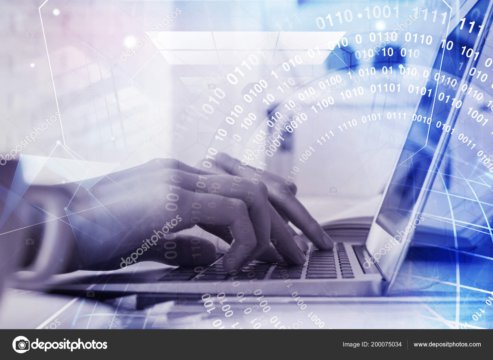 Hands Using Laptop Digital Business Interface Technology Computing ...