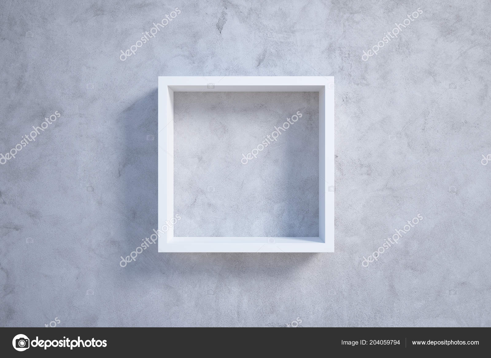 White Square Picture Frame Concrete Wall Background Rendering Stock ...