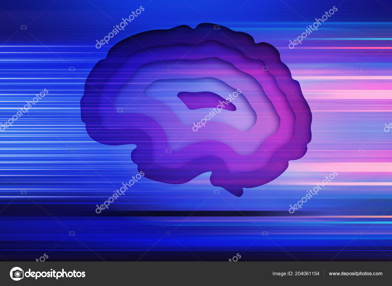 Thinking Concept Human Brain Abstract Blured Lines Rendering — Stock ...