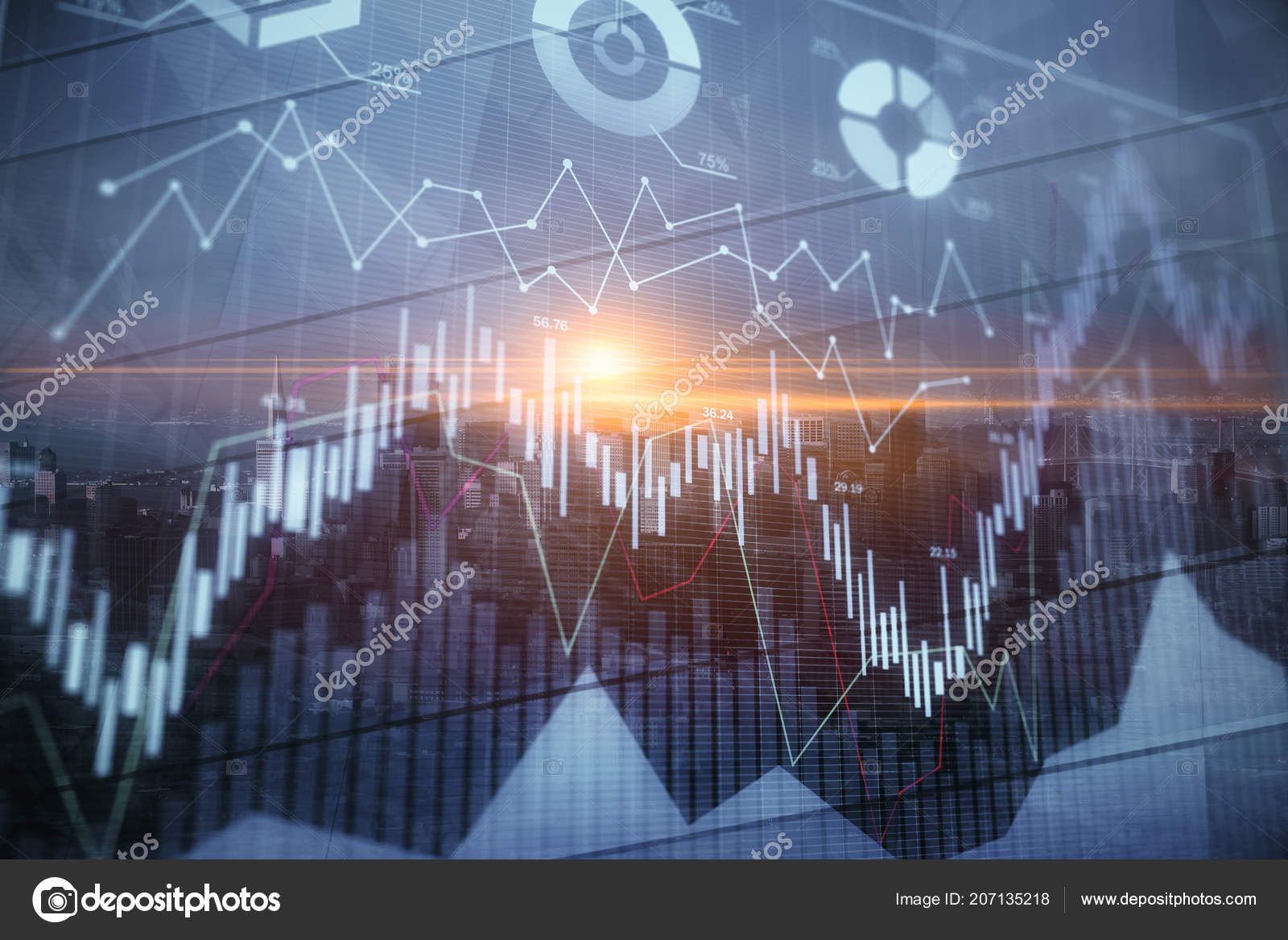 Glowing Forex Chart Background City Background Investment Money Concept ...