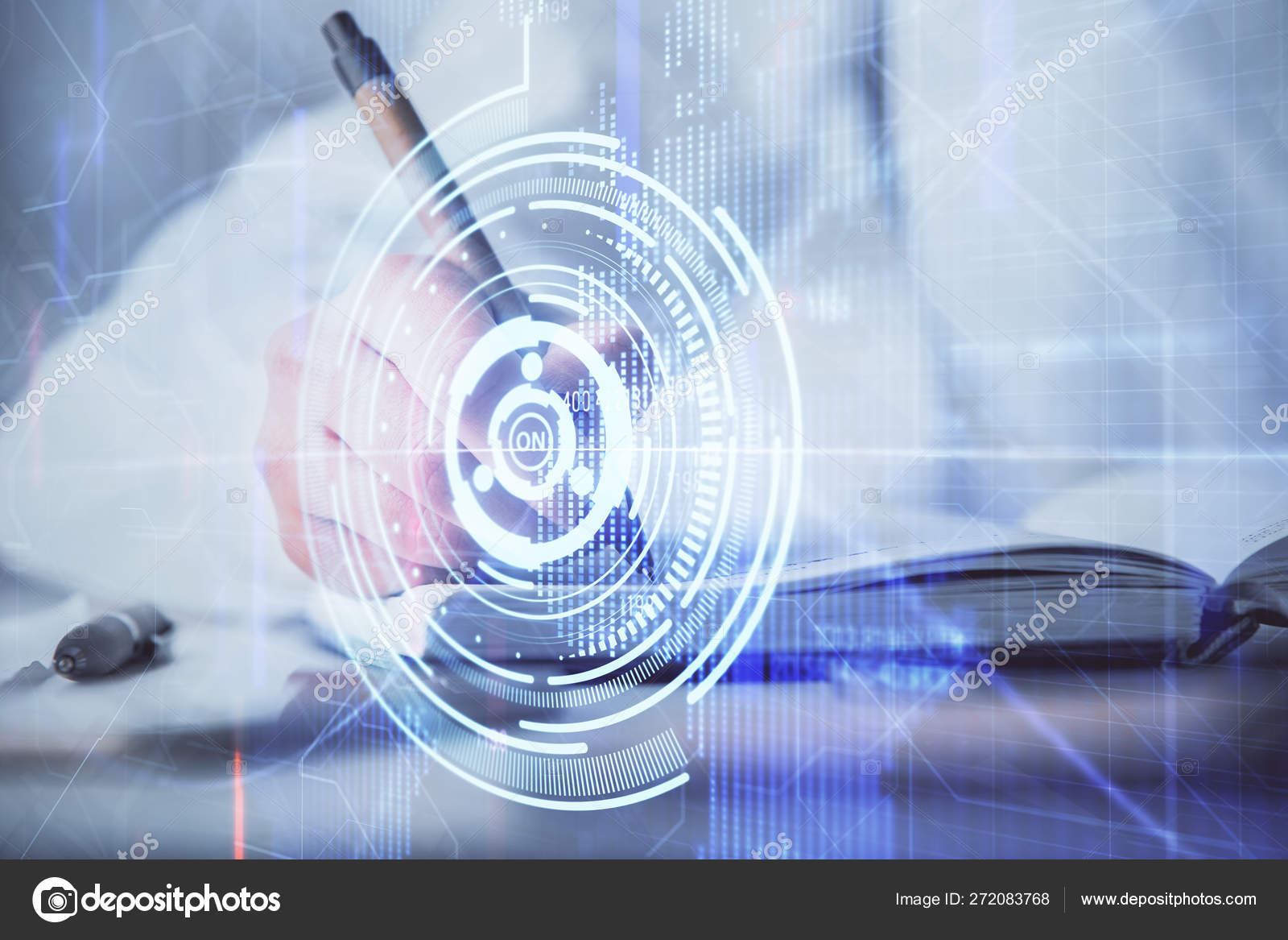 Humans hands with data theme multi exposure background drawings ...