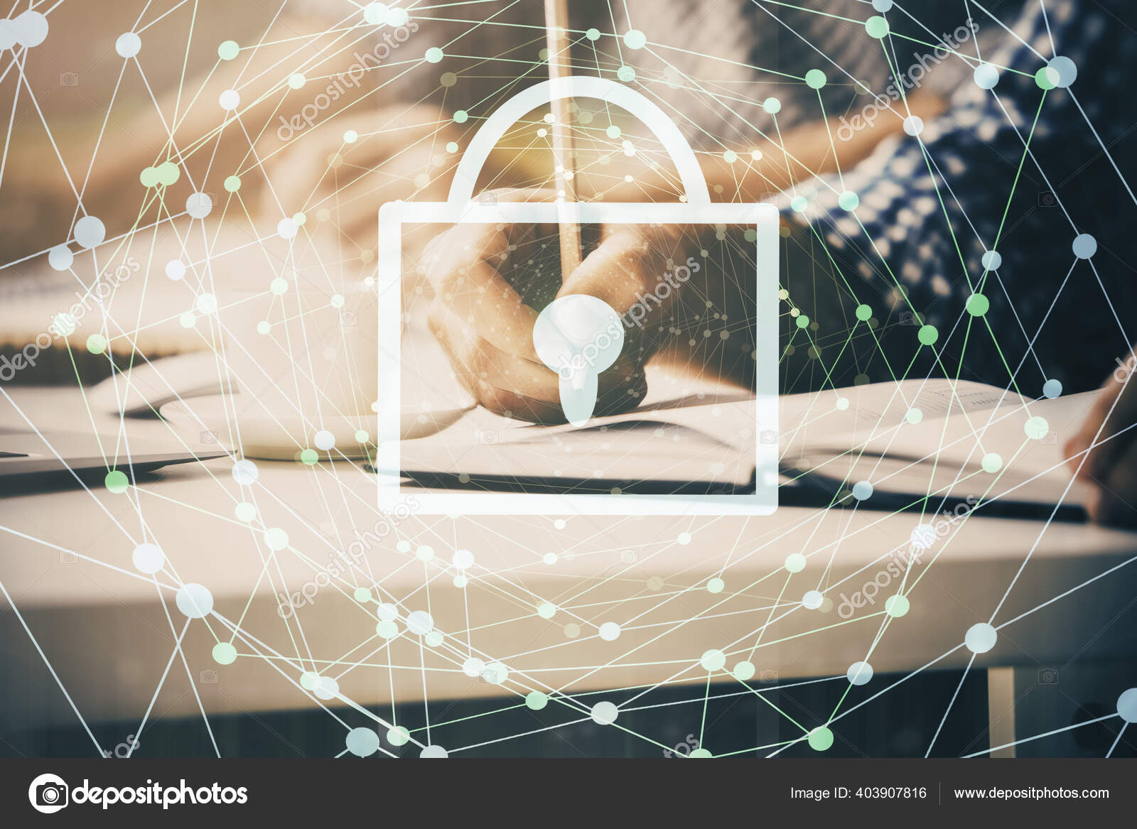 Human's Hands Cyber Security Theme Multi Exposure Background Drawings ...