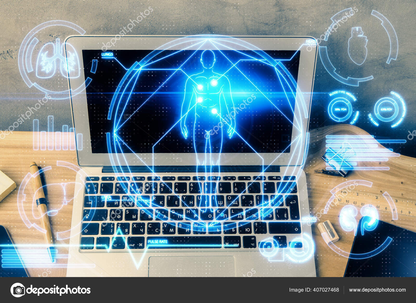Desktop Computer Background Education Theme Drawing Double Exposure ...
