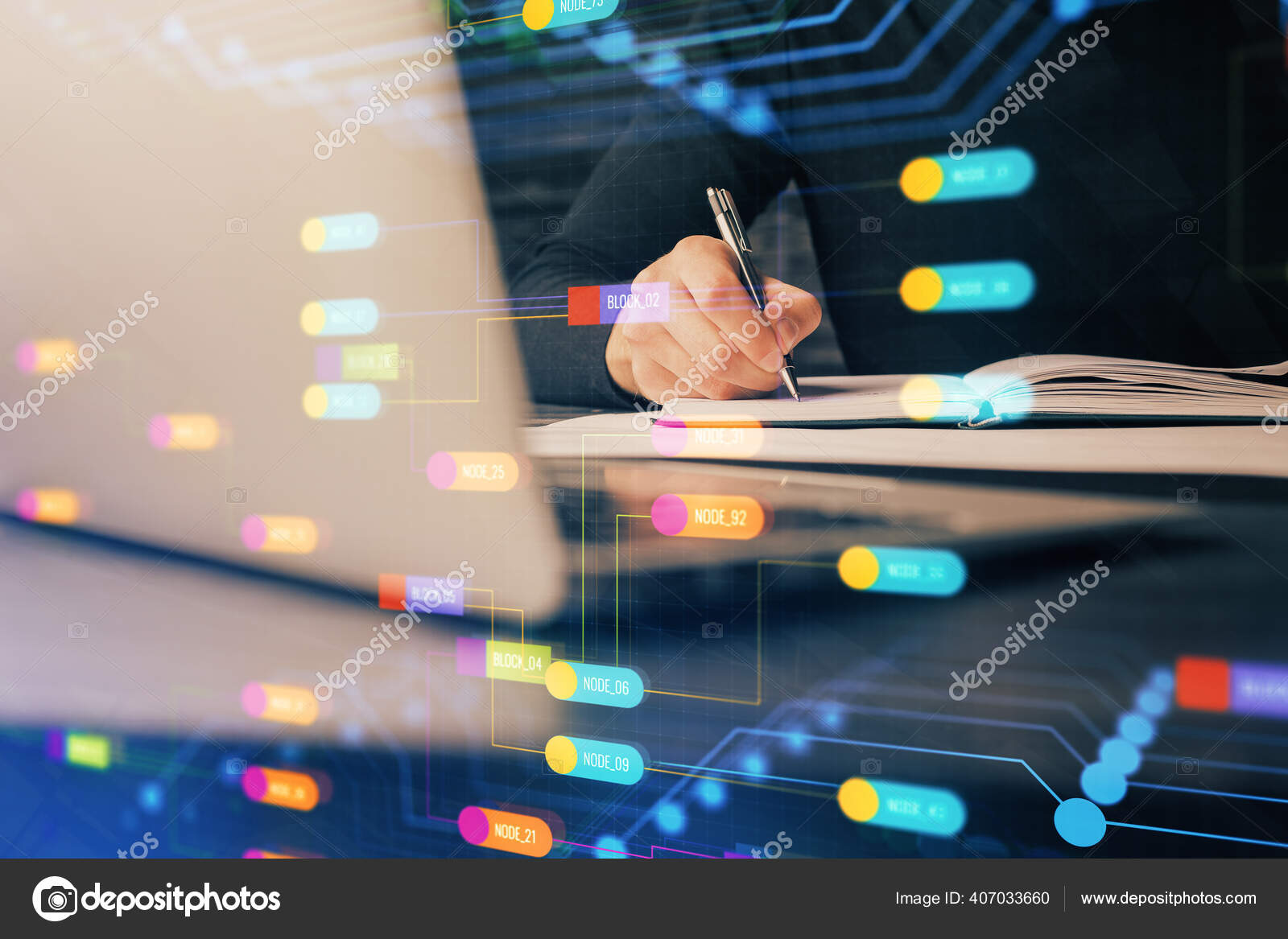 Human's Hands Data Theme Multi Exposure Background Drawings Concept ...