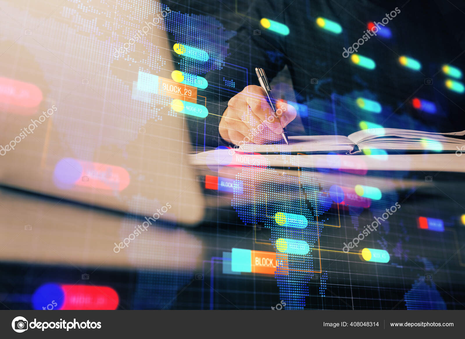 Human's Hands Data Theme Multi Exposure Background Drawings Concept ...