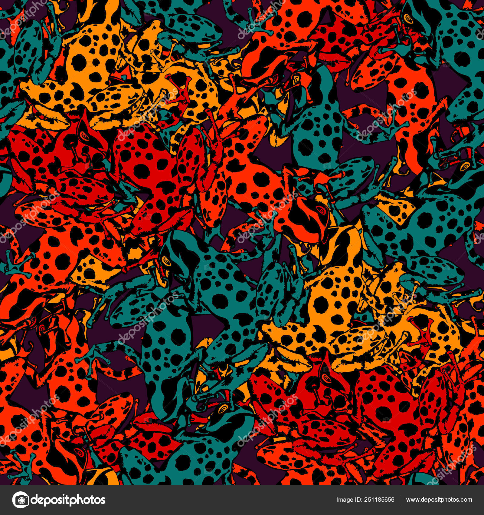 Poison-dart frogs Dendrobates . Vector study of colors and patterns ...