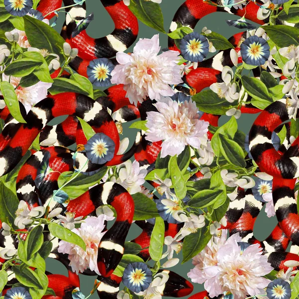 Coral Snakes Seamless Pattern. Snake Skin Fashion Background for ...