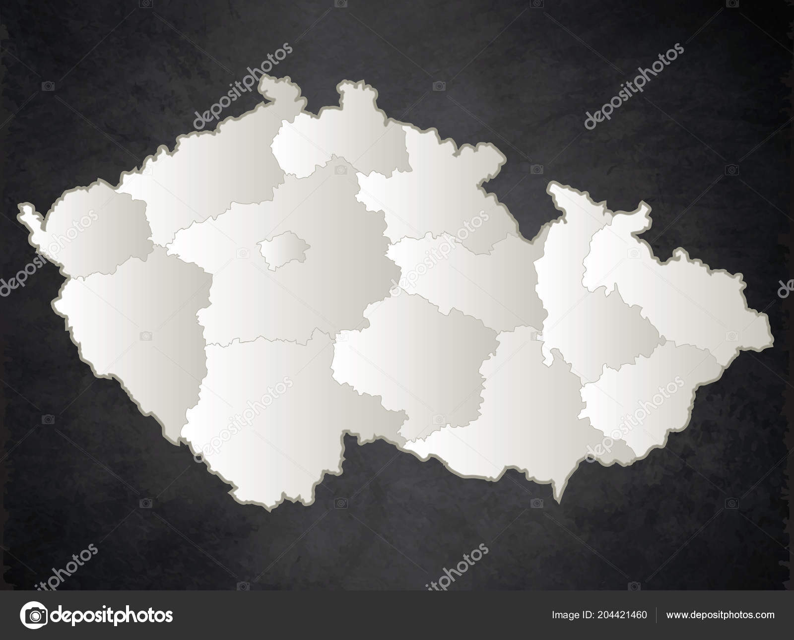 Czech Republic Map Black White Separate Region Individual Blank ...