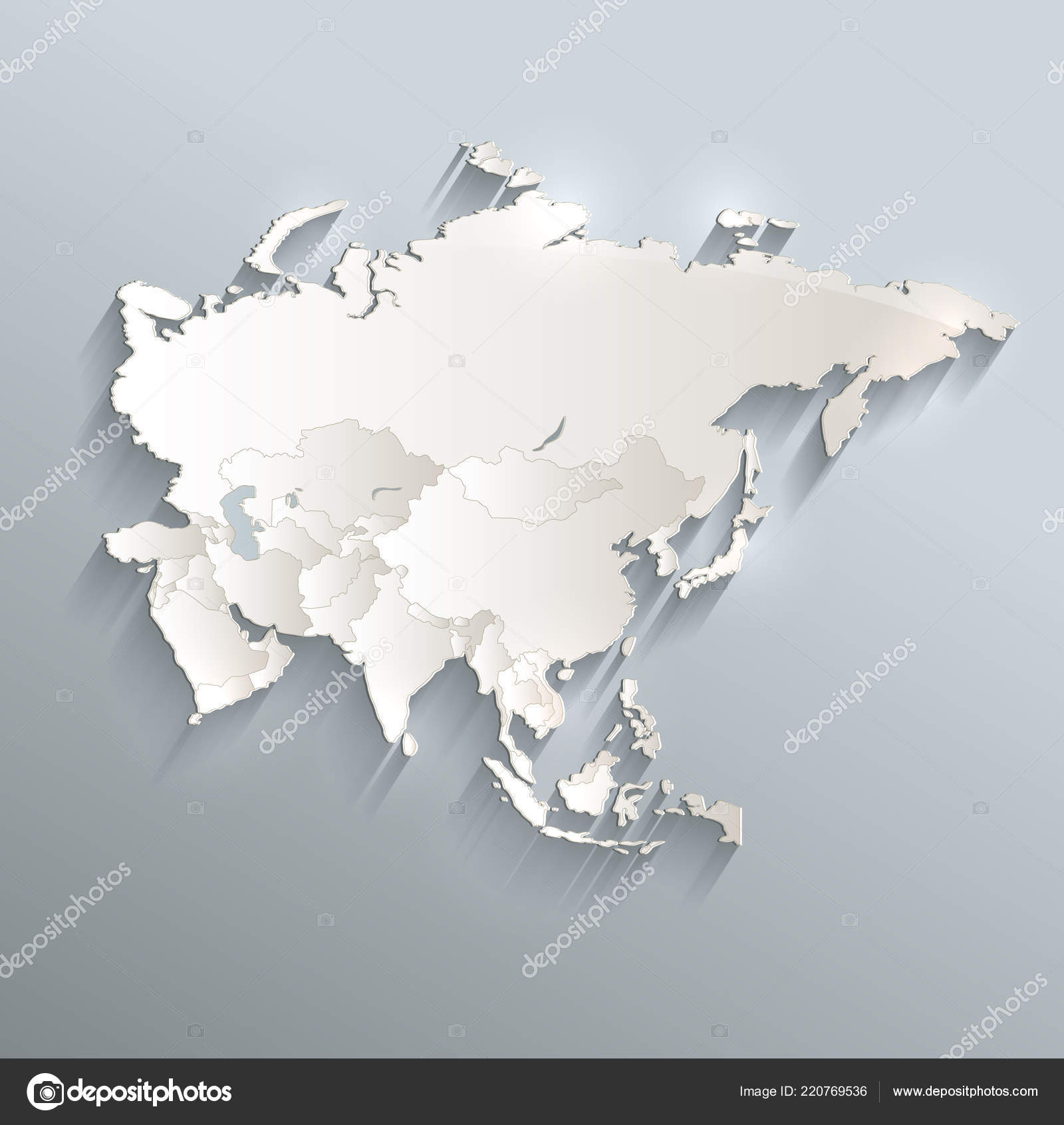 Asia Political Map Vector Individual States Separate Raster Stock Photo ...