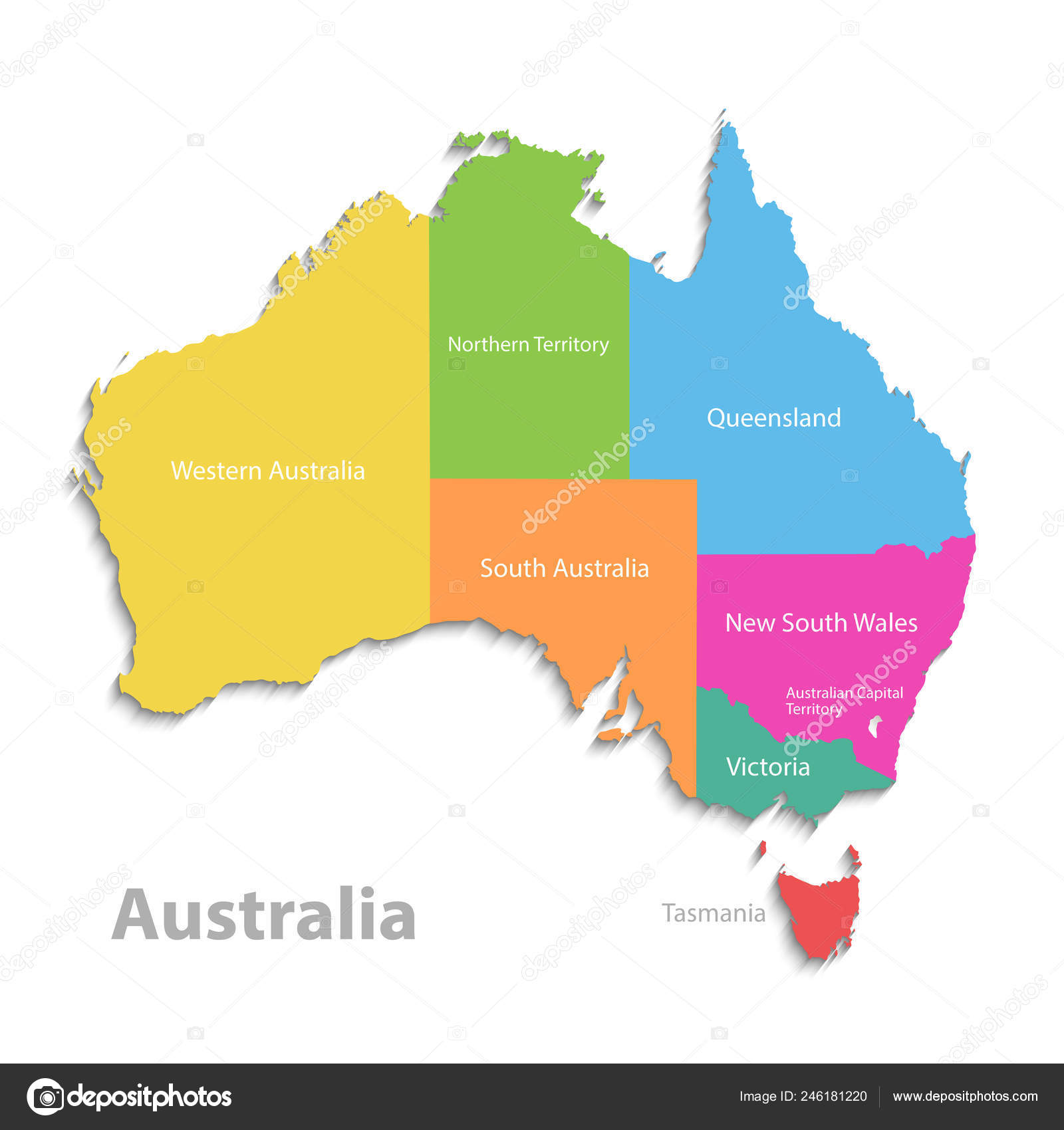Australia Map New Political Detailed Map Separate Individual States ...