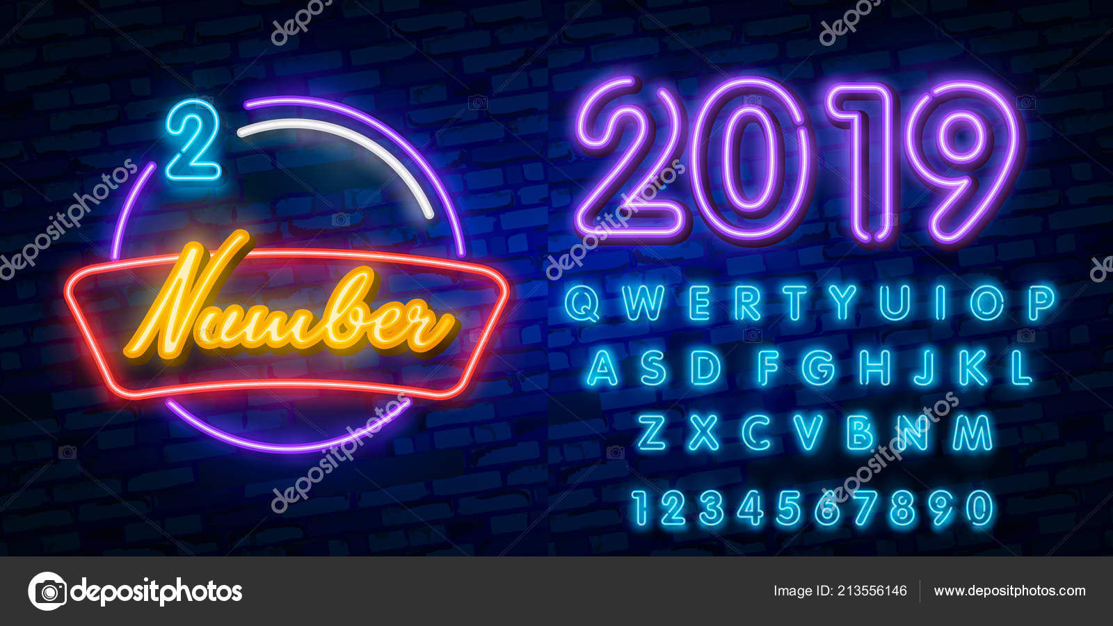 Number Two Symbol Neon Sign Vector Second Number Two Template Stock ...