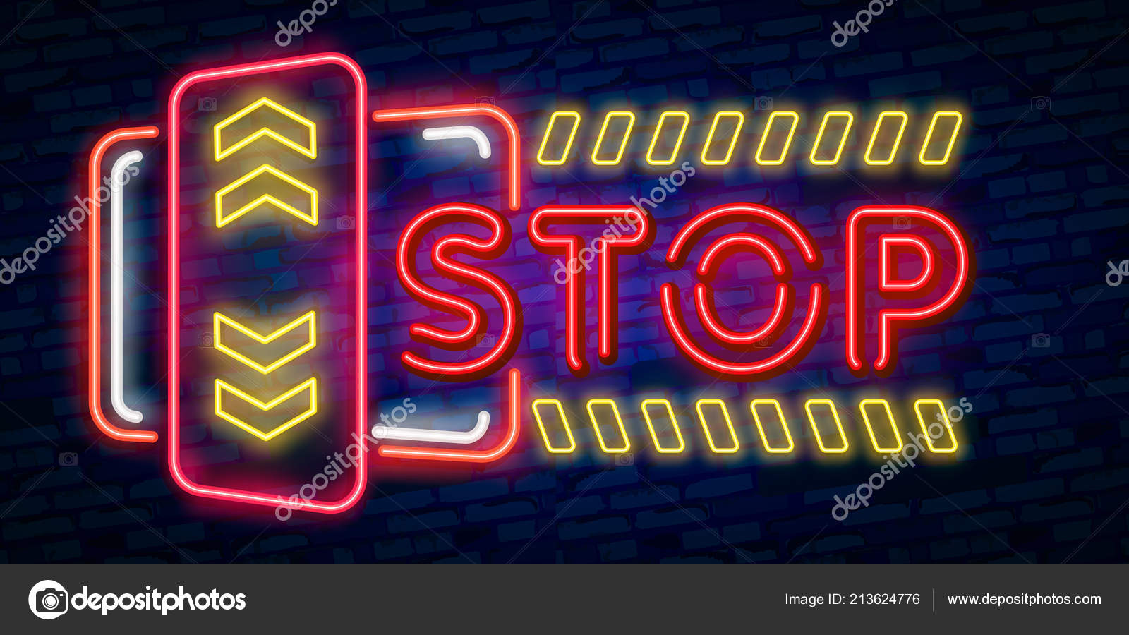 Stop Neon Text Vector. Danger neon sign, design template, modern trend ...