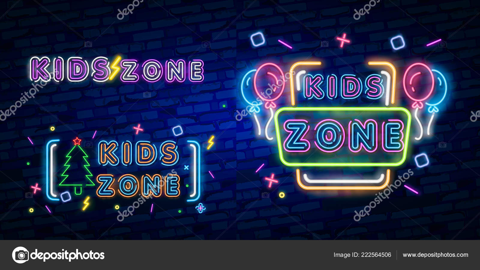 Kids Zone Neon Sign Bright Signboard Light Banner Kids Area Stock ...