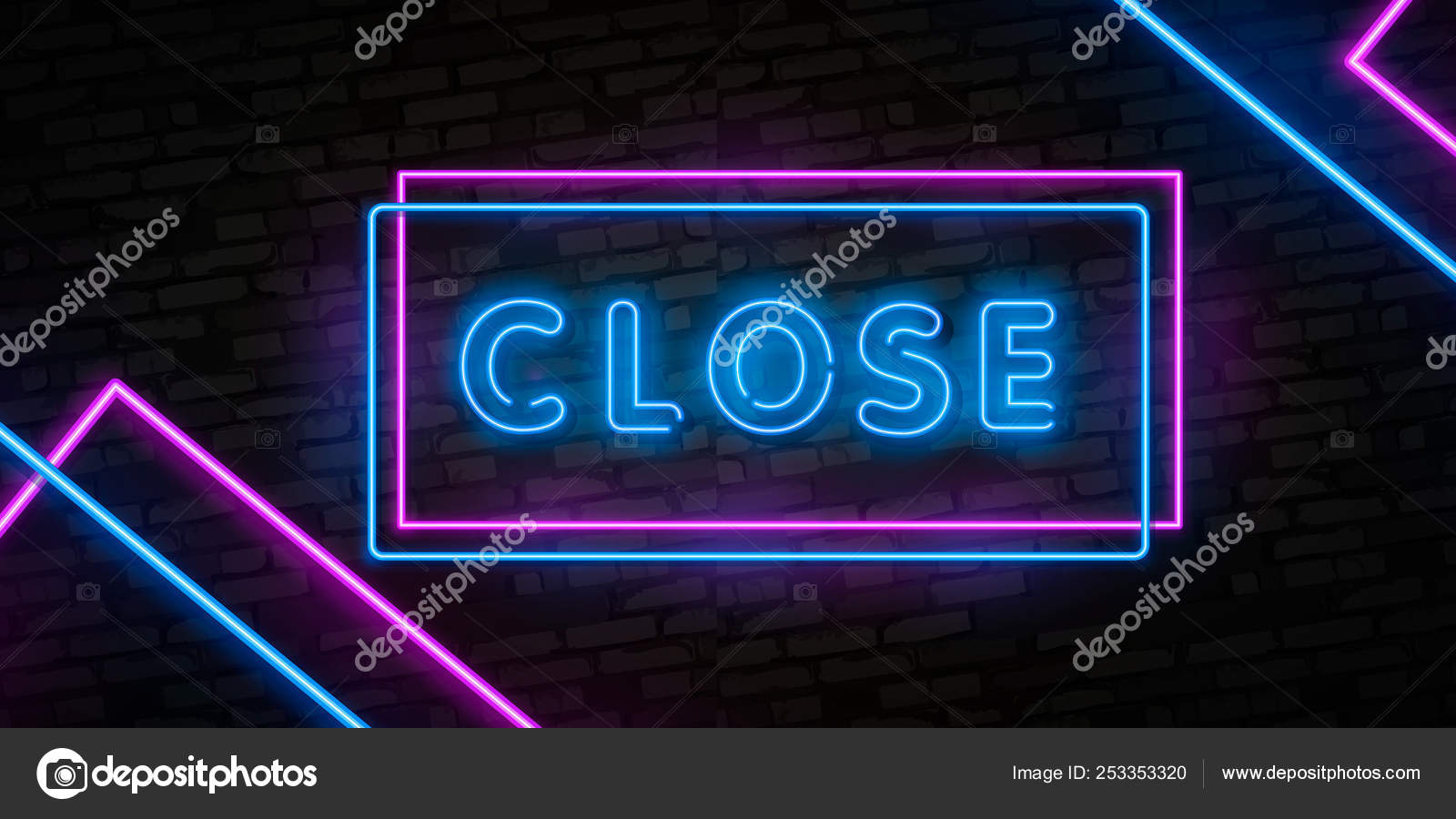 Close neon sign vector. Close Design template neon sign, light banner ...